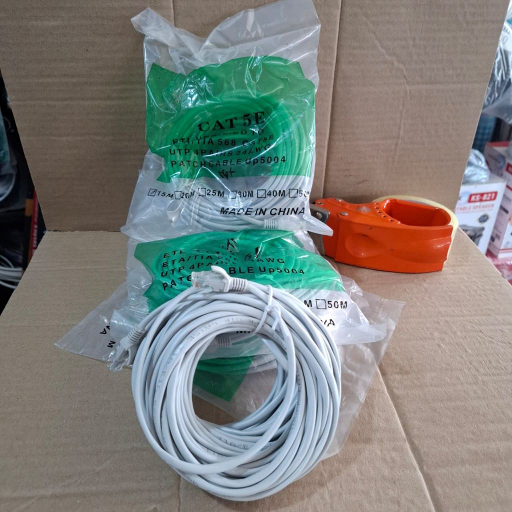 Jual KABEL LAN 5M 10M 15M 20M 30M 40M 50M CAT5 RJ45 Kabel Ethernet ...