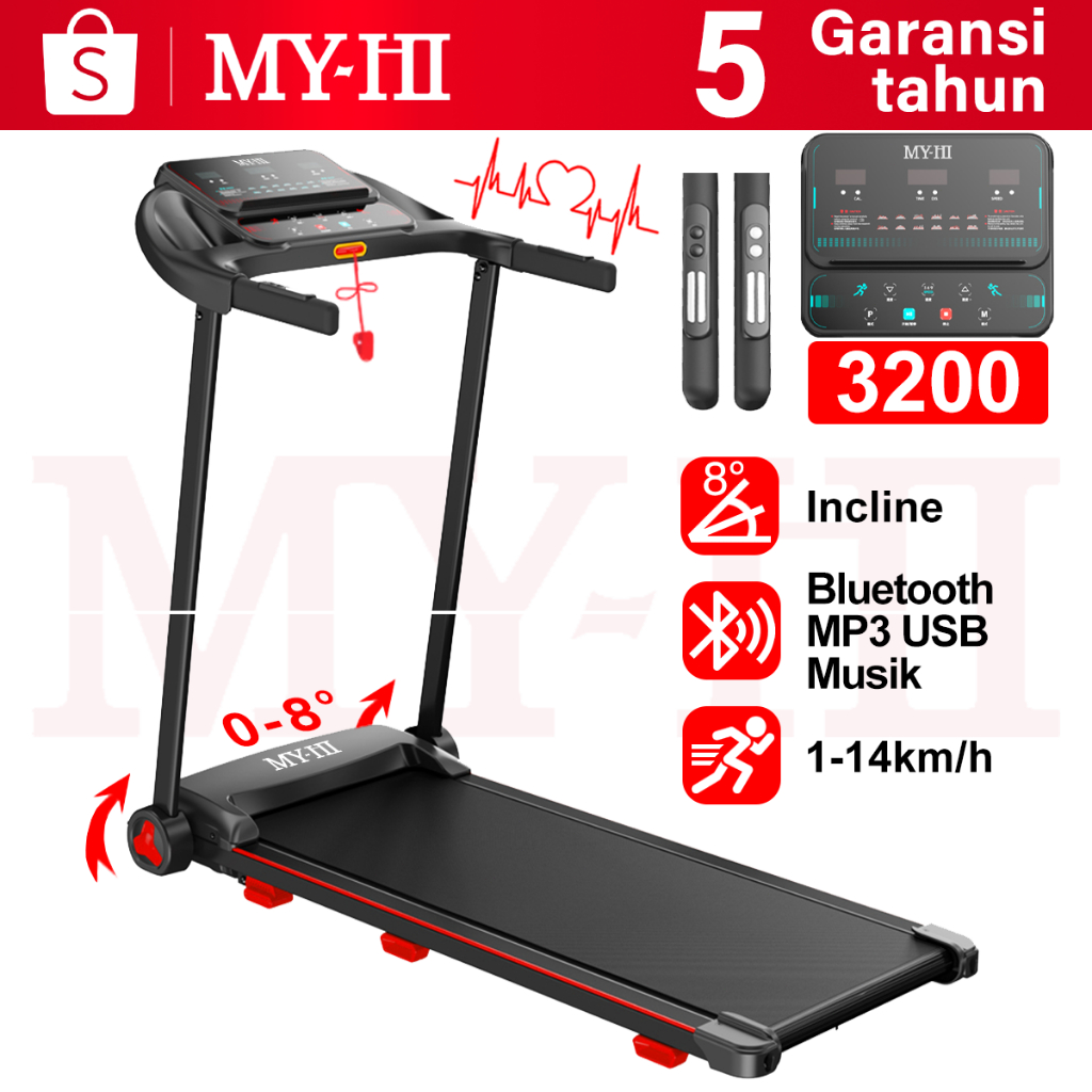 MY-HI Treadmill Portable 3200 Dasbor digital Treadmill electric low ...