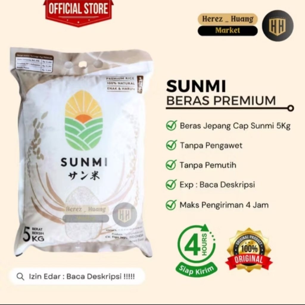 Jual Beras sunmi 5 kg premium rice 100% natural enak dan harum kualitas ...