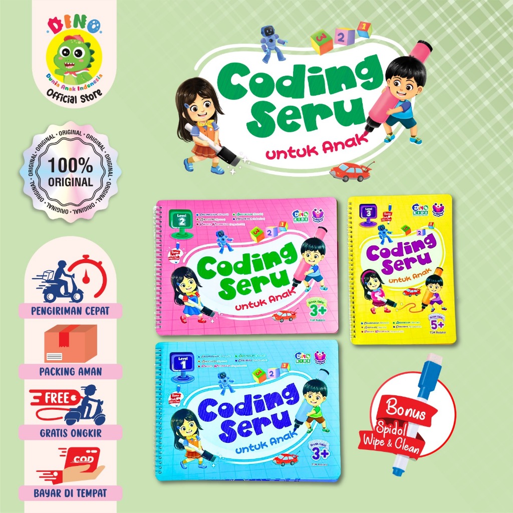 Jual Paket Buku Coding Anak TK PAUD Wipe Clean - Tanpa komputer dan ...