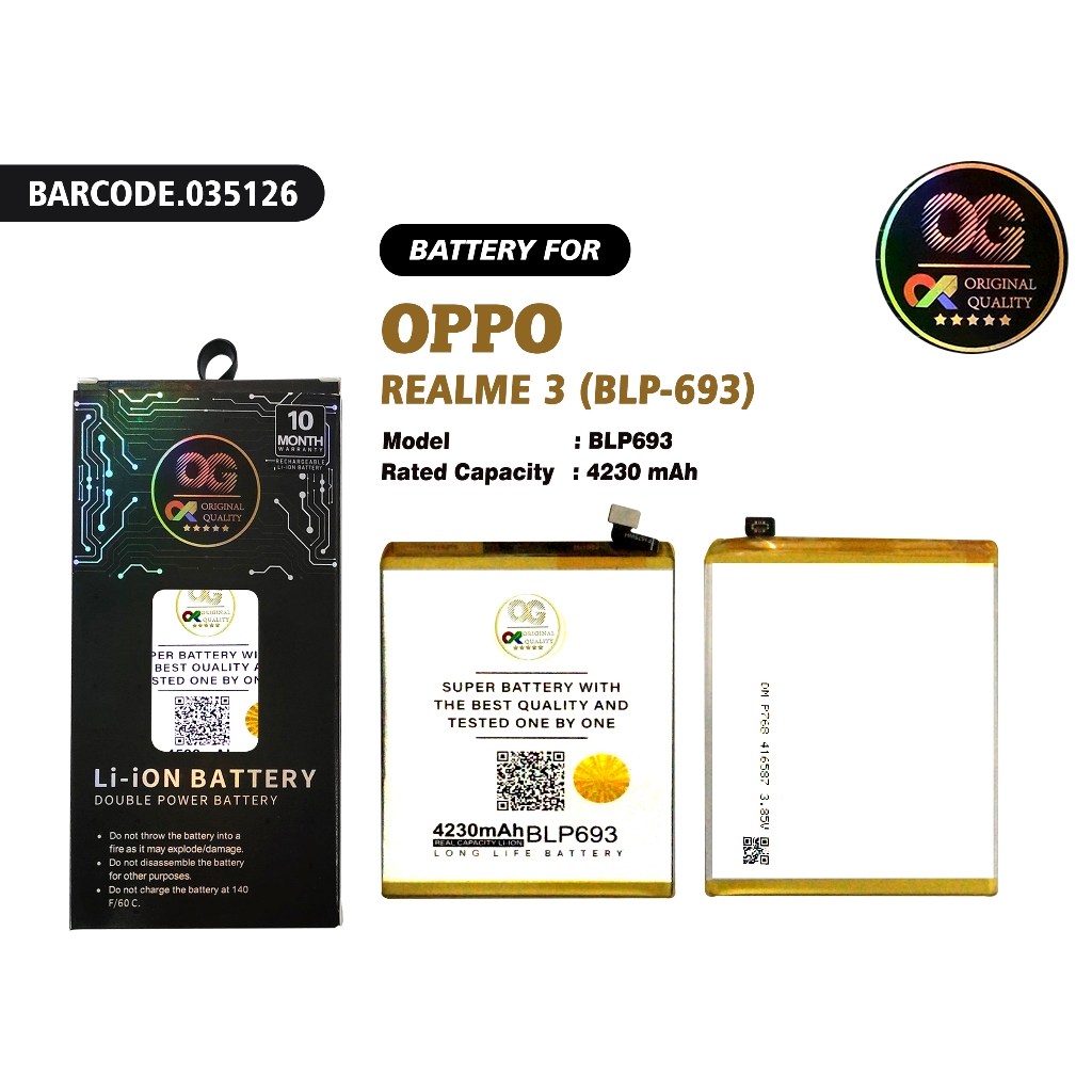 Jual ( OG SUPER ) BATERAI UNTUK TIPE OPPO REALME 3 ( BLP-693 ) ORIGINAL ...