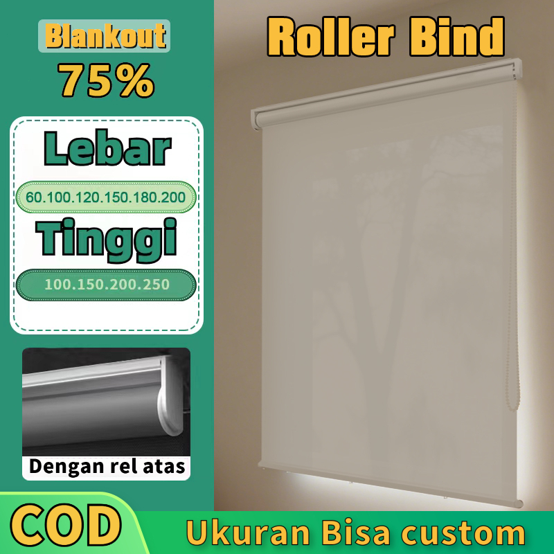 Jual Roller Blind Dengan Rel Atas Gorden Jendela Blackout 75% Tirai ...