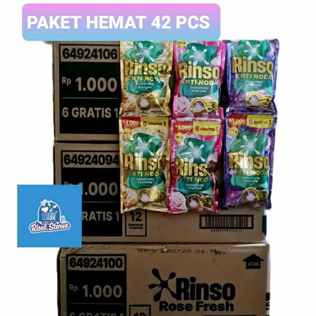 Jual 42 PCS RINSO DETERGEN CAIR KEMASAN SACHET 1000 // 3 VARIAN ...