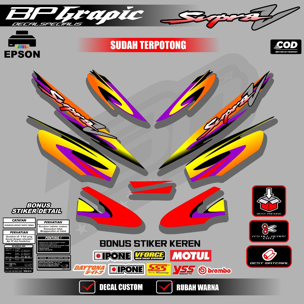 Jual Striping SUPRA FIT Old Cutting Rapi Waterprof vinyl / hologram ...