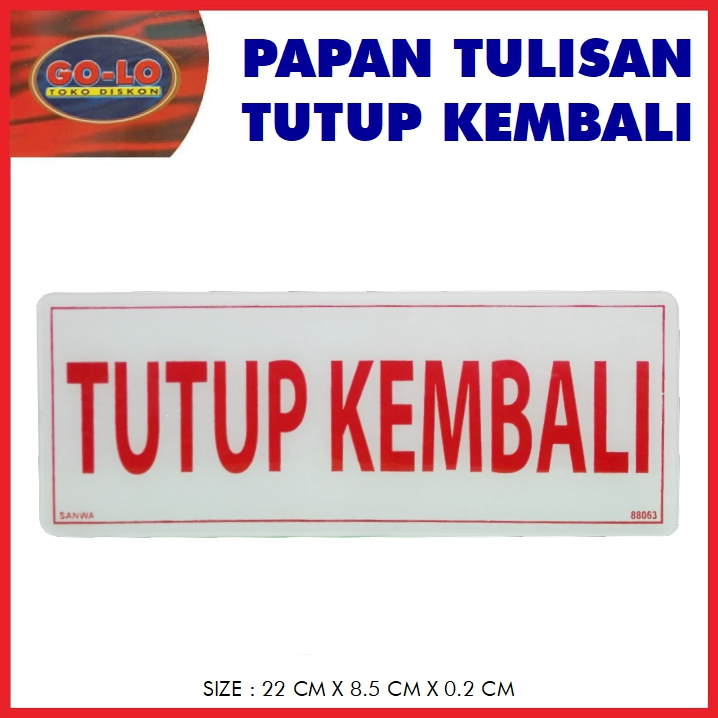 Jual sign board Tutup Kembali akrilik/papan tulisan sansan wawa ...