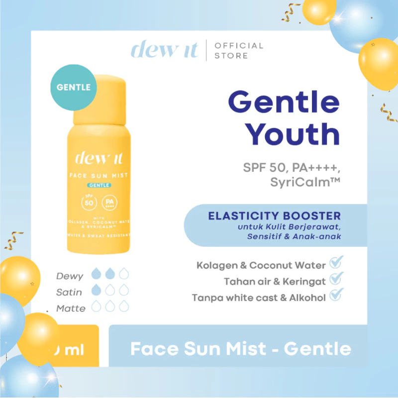 Jual Dew It Face Sun Mist - Gentle | Sunscreen Spray Kolagen, SPF 50 ...