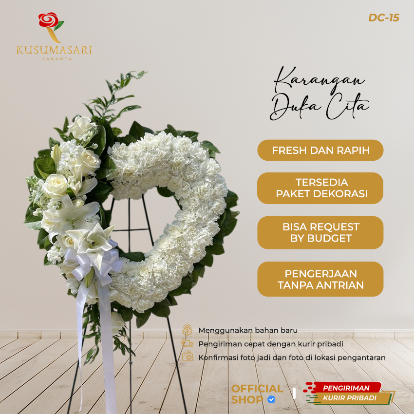 Jual Karangan Duka Cita Bentuk Hati \\ Karangan Krans Love \\ Standing ...