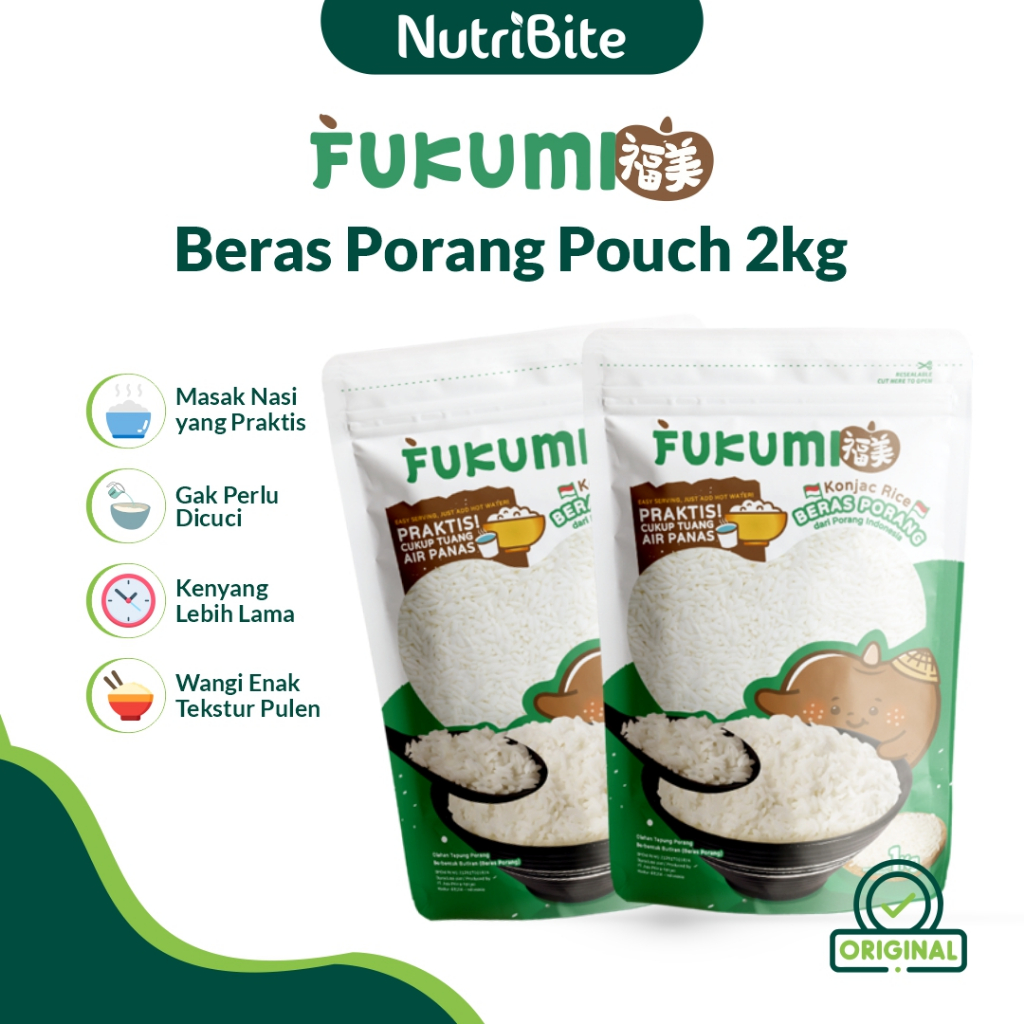 Jual FUKUMI Beras Porang 2 Pouch 1 KG - Shirataki Rice | Shopee Indonesia