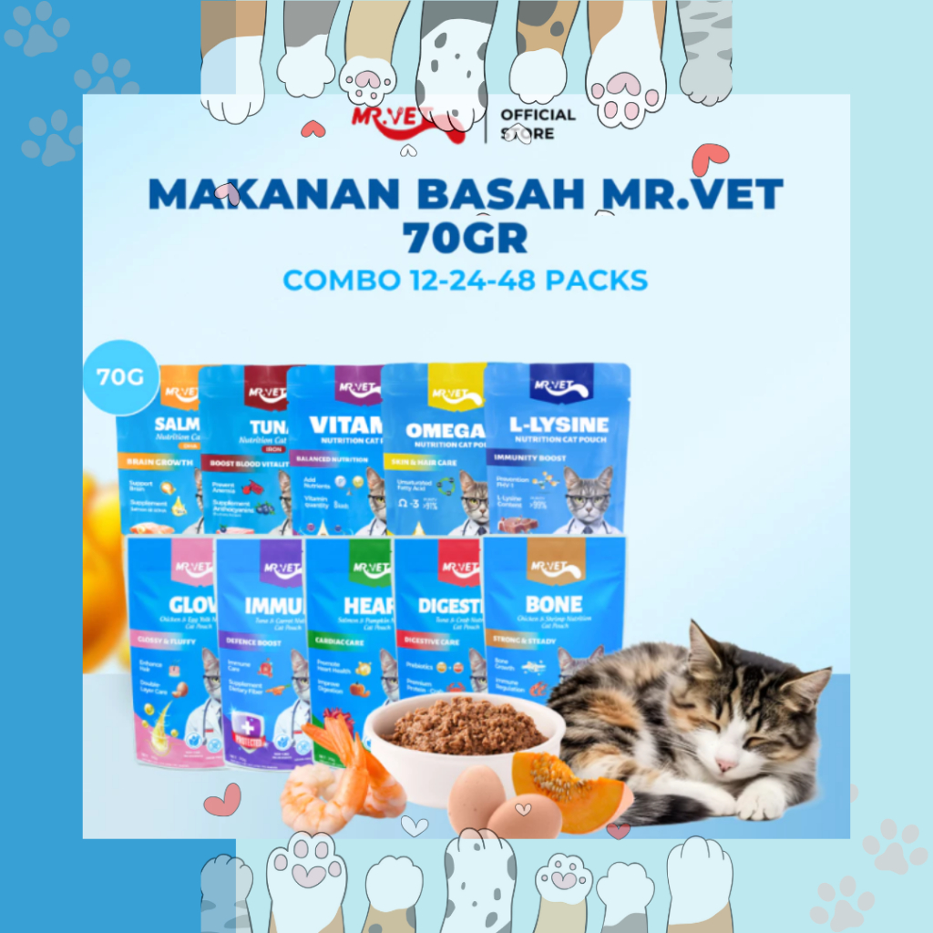 Jual Mr. Vet Cat Pouch - Makanan Basah 70g Vitamin, Omega-3 dan L ...
