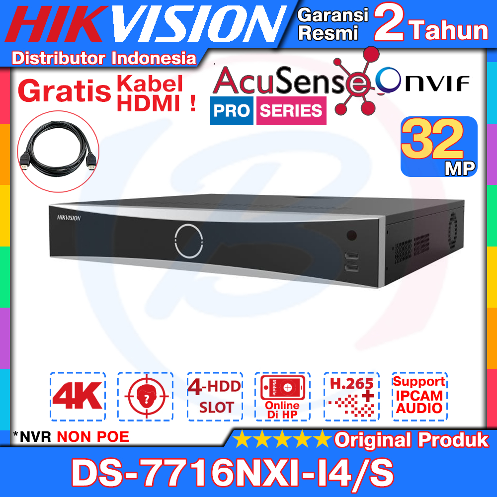 Jual Hikvision DS-7716NXI-I4/S NVR CCTV 32ch Up to 32mp Support ...