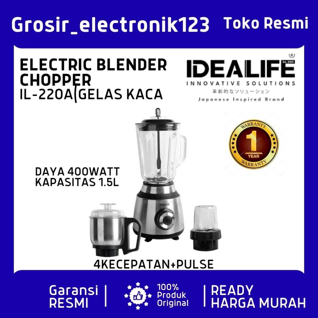 Jual IDEALIFE Blender Set 3 Tabung IL-220A / Blender Bahan Makanan Buah ...