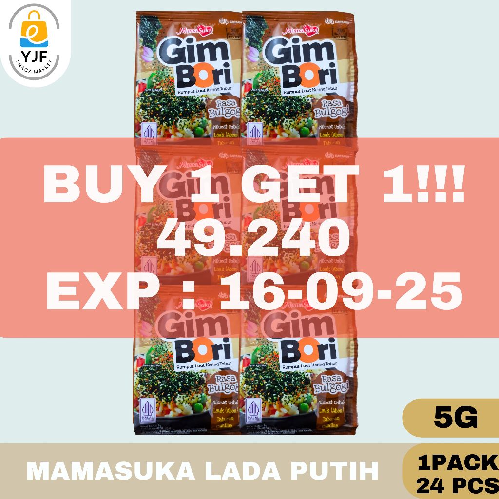 Jual [BUY 1 GET 1]Mamasuka Gim Bori Gimbori Nori Tabur Sachet / Rumput ...