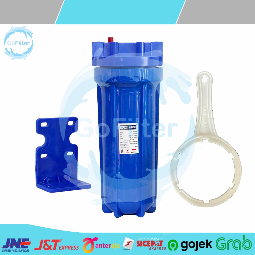 Jual HOUSING FILTER AIR 10 INCH CLEAR BLUE BIRU DRAT 1/2 3/4 1 INCH ...