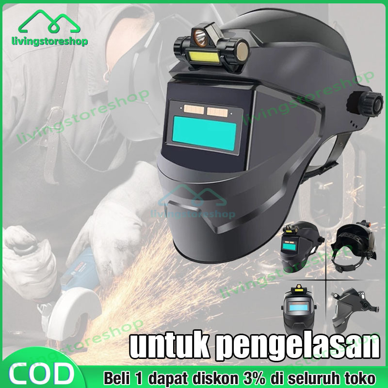 Jual [COD] Helm Kedok Las Otomatis Las Auto Dark Welding Helmet Safety ...