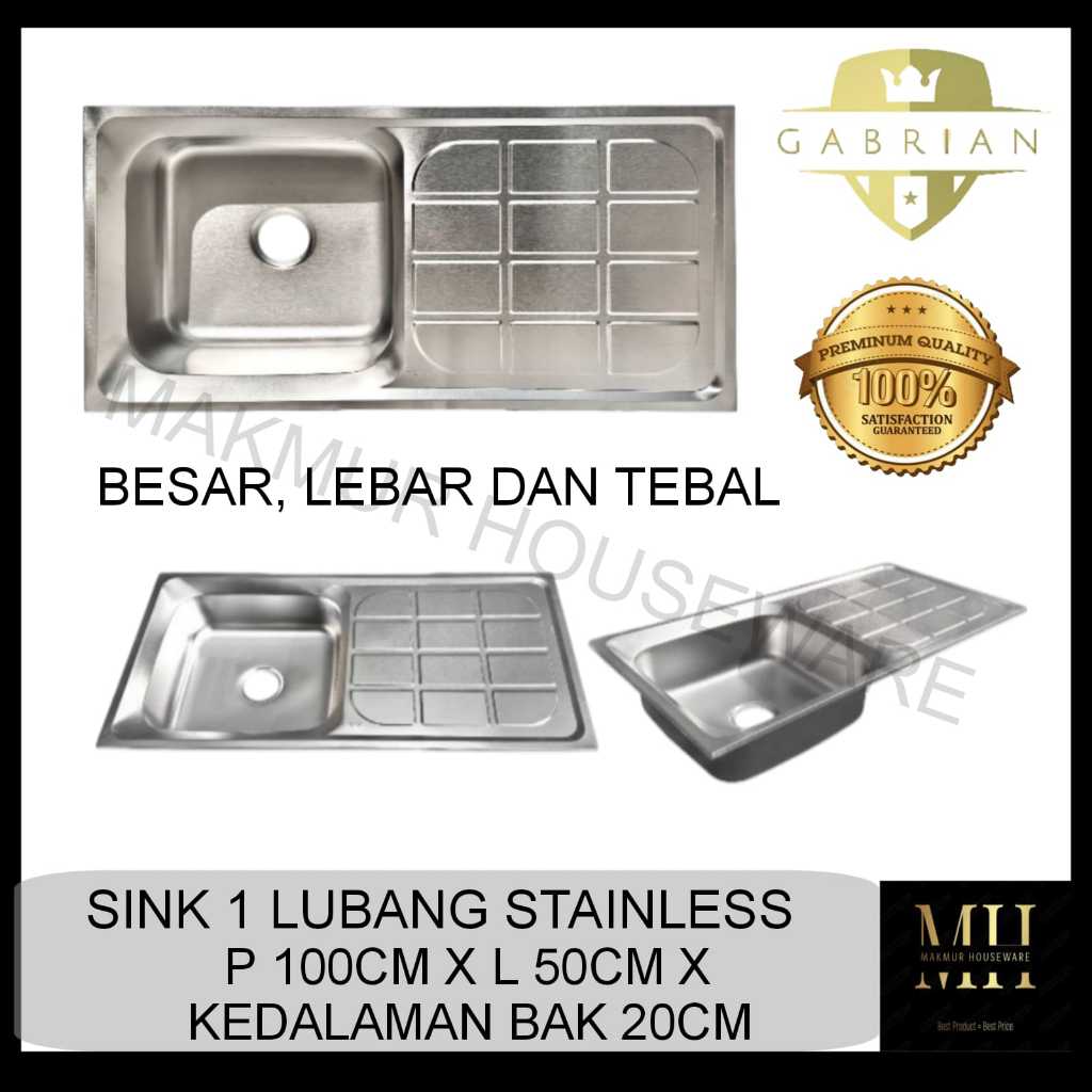 Jual BCP BAK CUCI PIRING 1 LUBANG BESAR STAINLESS STEEL / SINK WASTAFEL ...