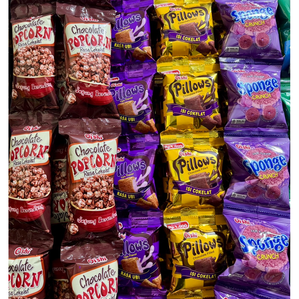 Jual OISHI Pillows Sponge Crunch Popcorn Rin-bee stik ECER per renteng ...