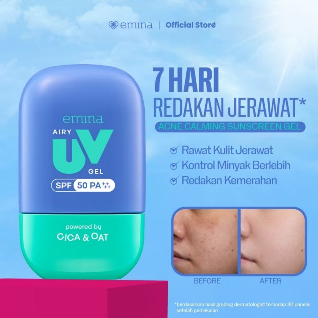 Jual Emina Airy UV Gel Sunscreen SPF 50 PA++++ 25ml | Shopee Indonesia