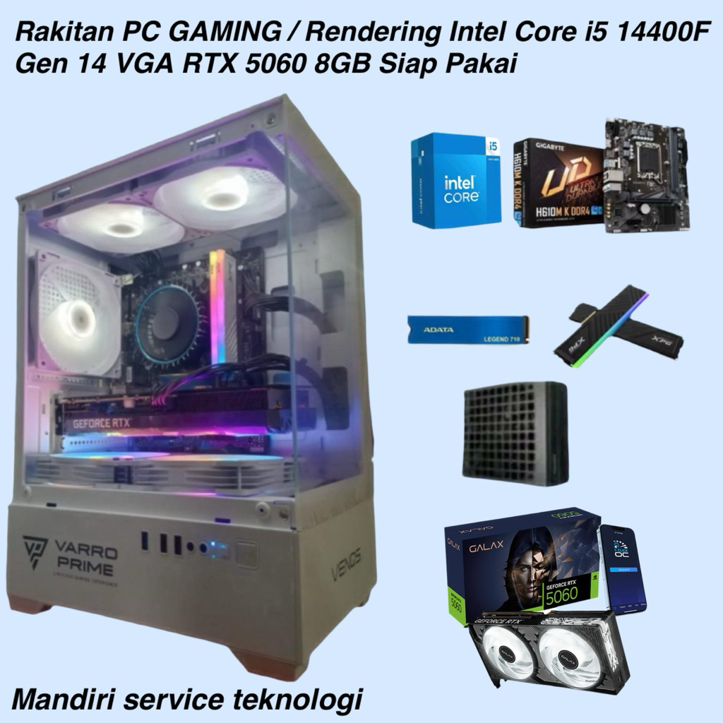 Jual Rakitan PC Gaming / Rendering Intel Core i5 14400F Box Gen 14 LGA 1700 VGA RTX 5060 8GB ...