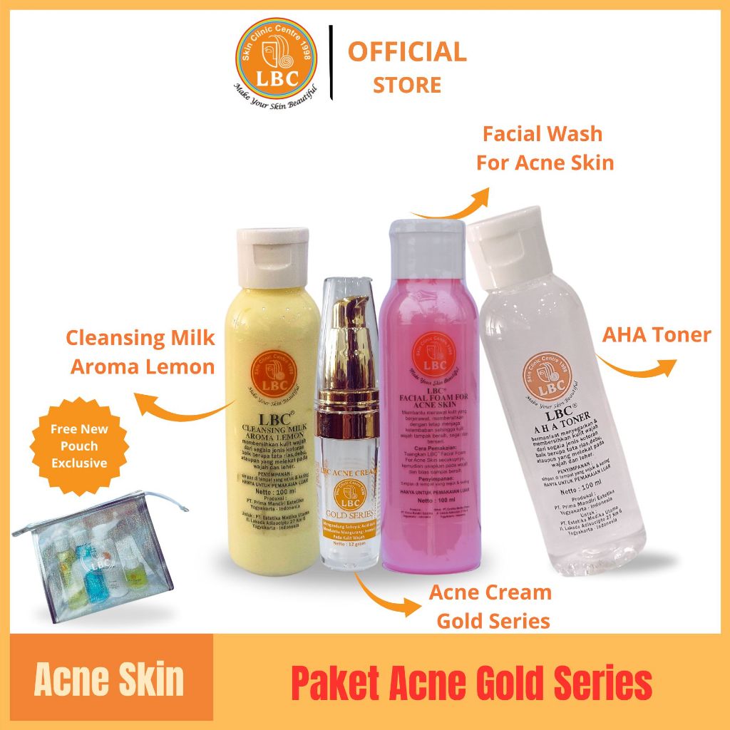 Jual LBC-Paket Acne Gold Series For Acne Skin (FREE POUCH) | Shopee ...