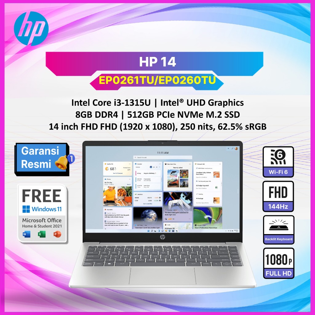 Jual BEST SELLER LAPTOP HP 14 - INTEL I3 1315U 8GB 512GB WIN 11+OHS 14 ...