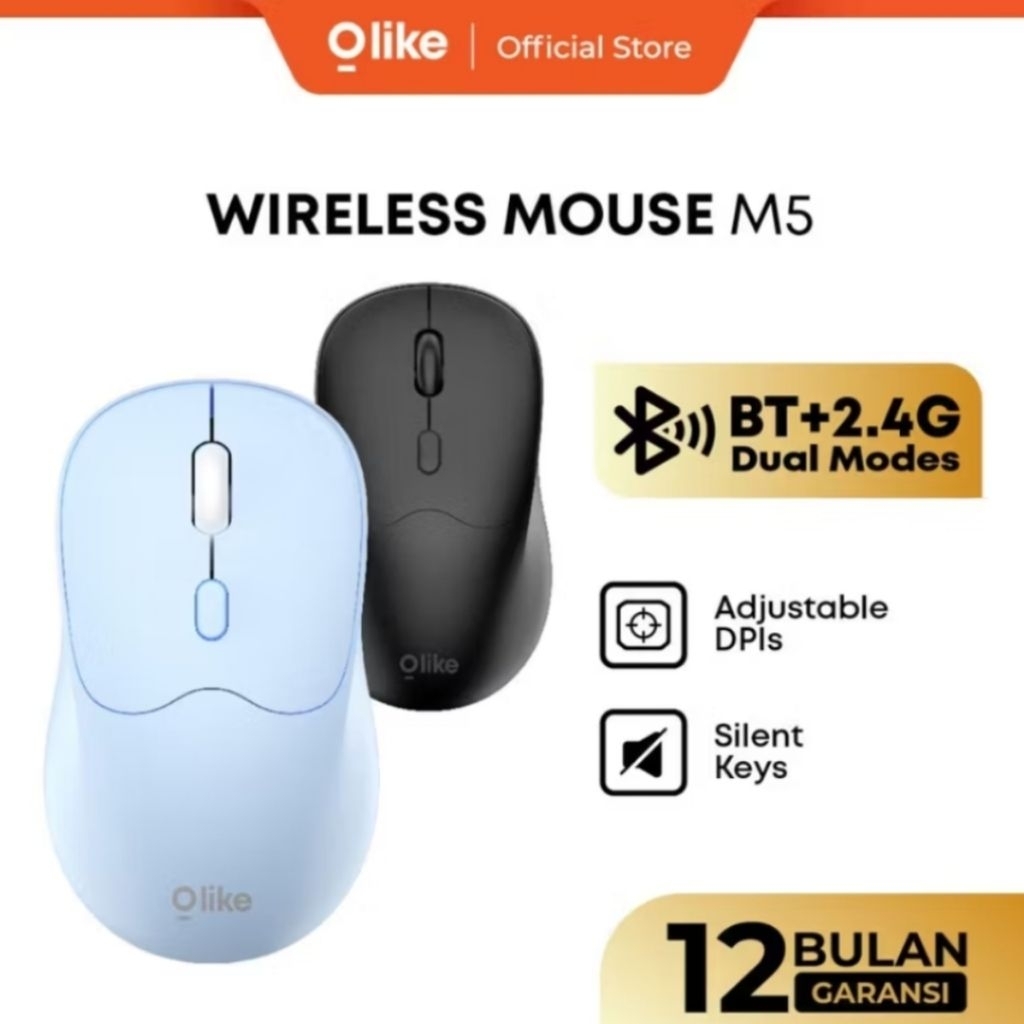 Jual OLIKE Mouse Bluetooth Wireless M5 – Dual Mode USB Dongle, Silent ...