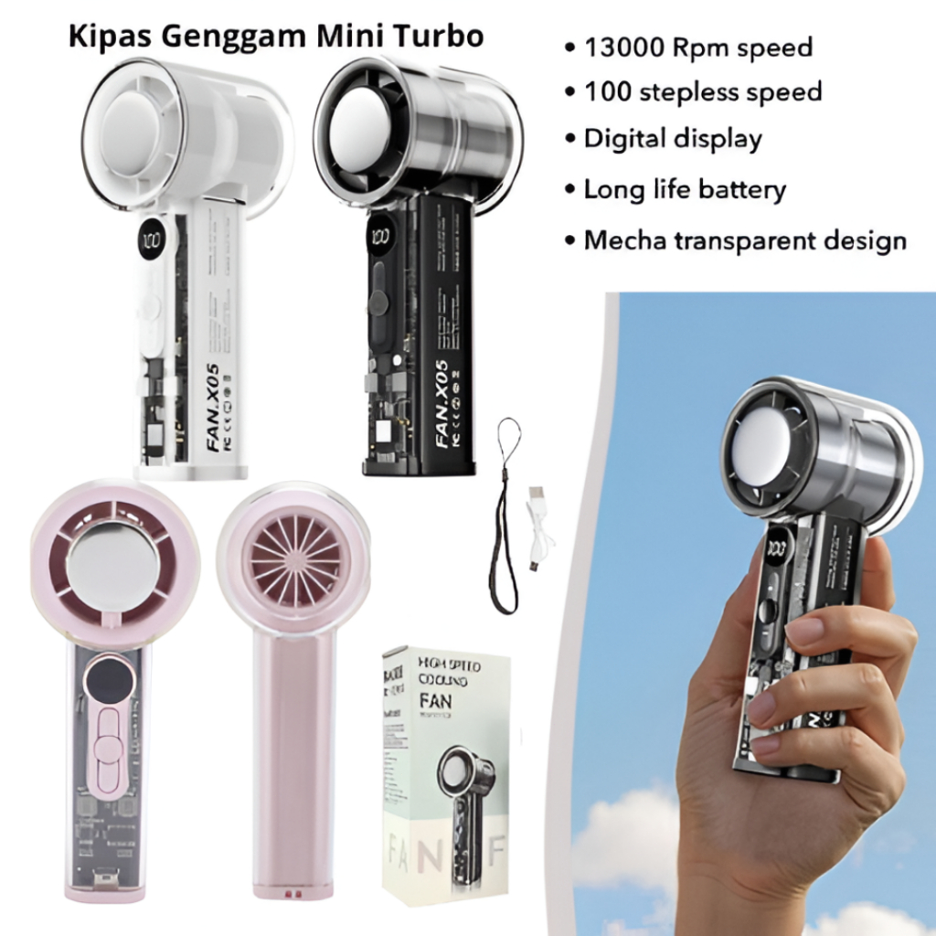 Jual NEW Kipas Mini Ac Fan Turbo Genggam / Kipas Mini Ac Fan Turbo ...