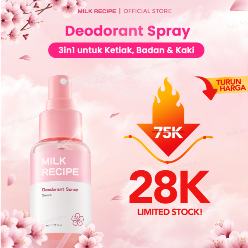 Jual Milk Recipe Deodorant Spray Sakura - 3in1 untuk Ketiak, Badan dan ...