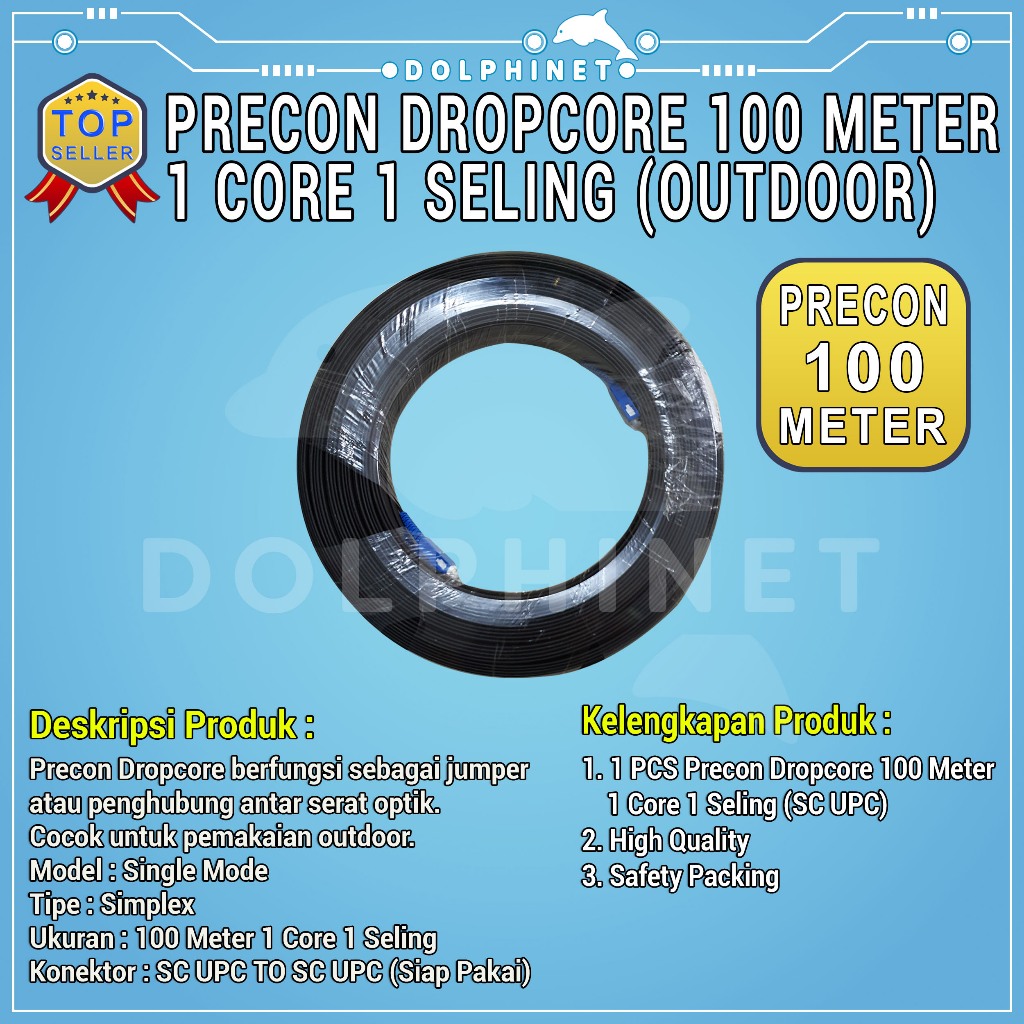 Jual Kabel Fiber Optik 100M / Precon 100 Meter Kabel Precon Fiber Optik ...