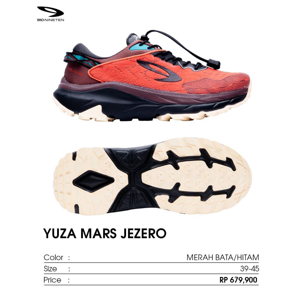 Jual 910nineten Sepatu Trail Running YUZA MARS JEZERO MERAH BATA HITAM ...