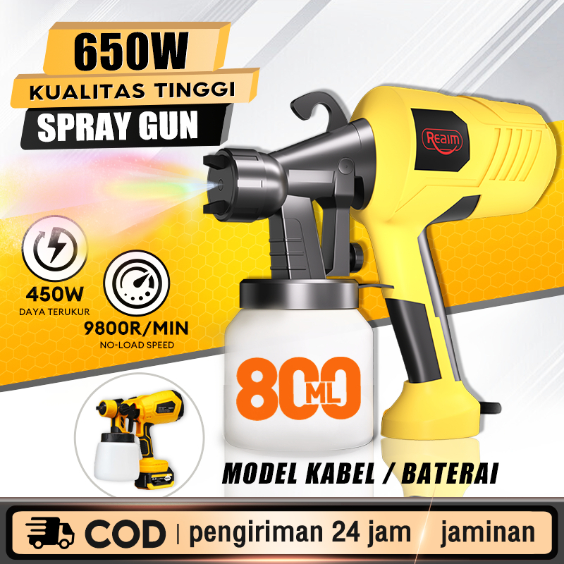 Jual Reaim Spray Gun Cat Semprot 450W 800ML Alat Semprot Cat Listrik ...