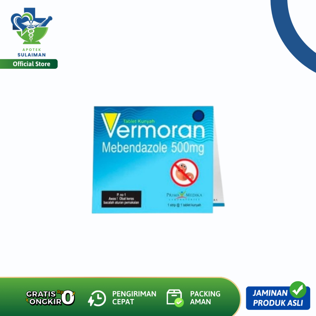 Jual Vermoran Mebendazole Obat Cacing 500mg -1 Strip 1 Tablet | Shopee ...