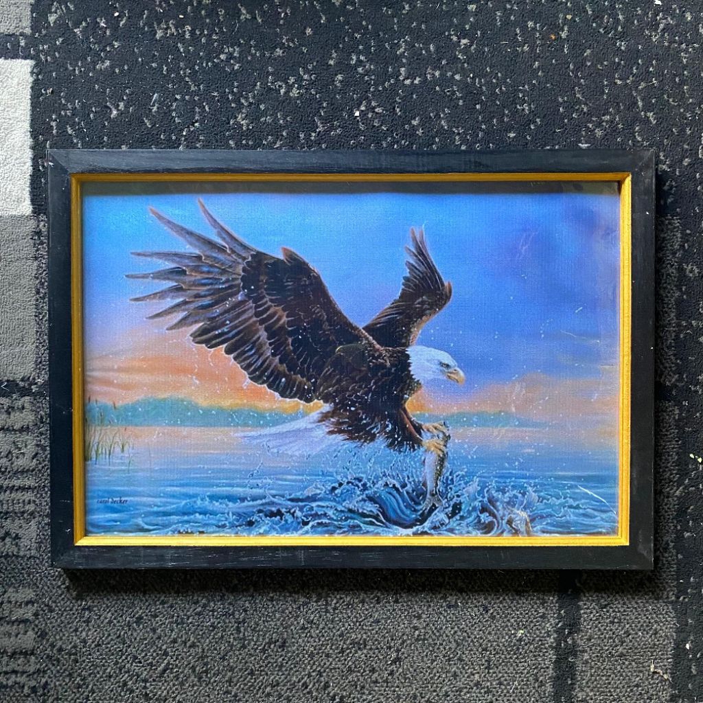 Jual hiasan dinding lukisan cetak pemandangan burung elang plus bingkai ...