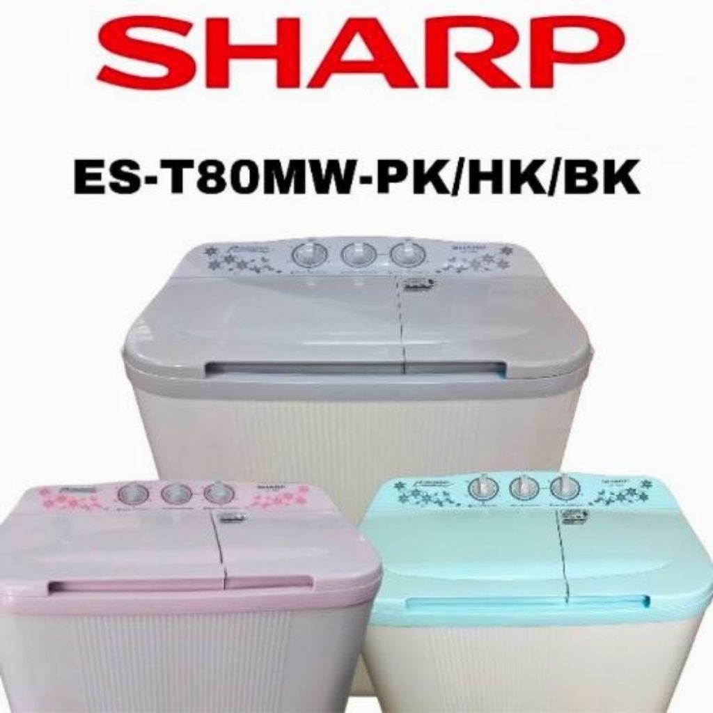 Jual Sharp Mesin Cuci Puremagic 2 Tabung SHARP ES-T80MW-PK/BK/HK (8kg) | Shopee Indonesia