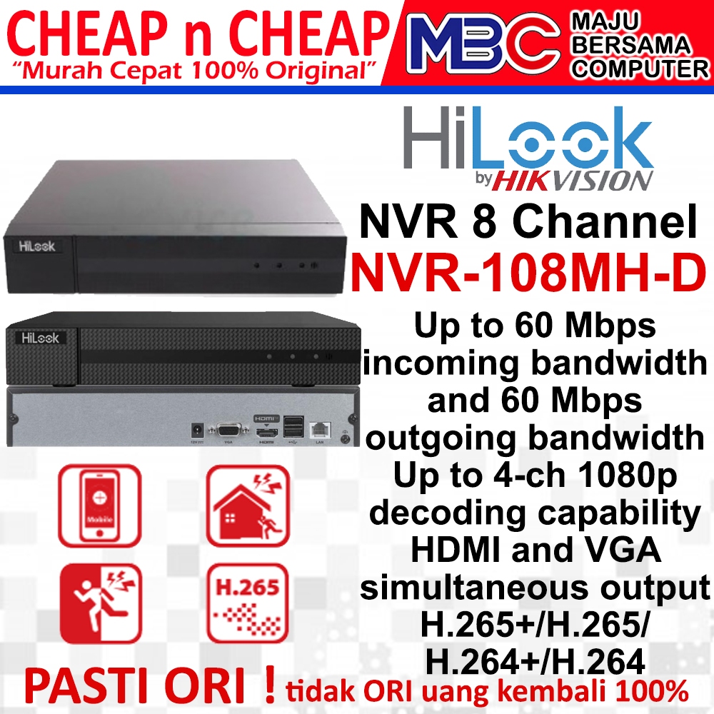 Jual NVR Hilook NVR-108MH-D(D) 2MP 8 Channel up to 6TB - NVR 8CH IP ...