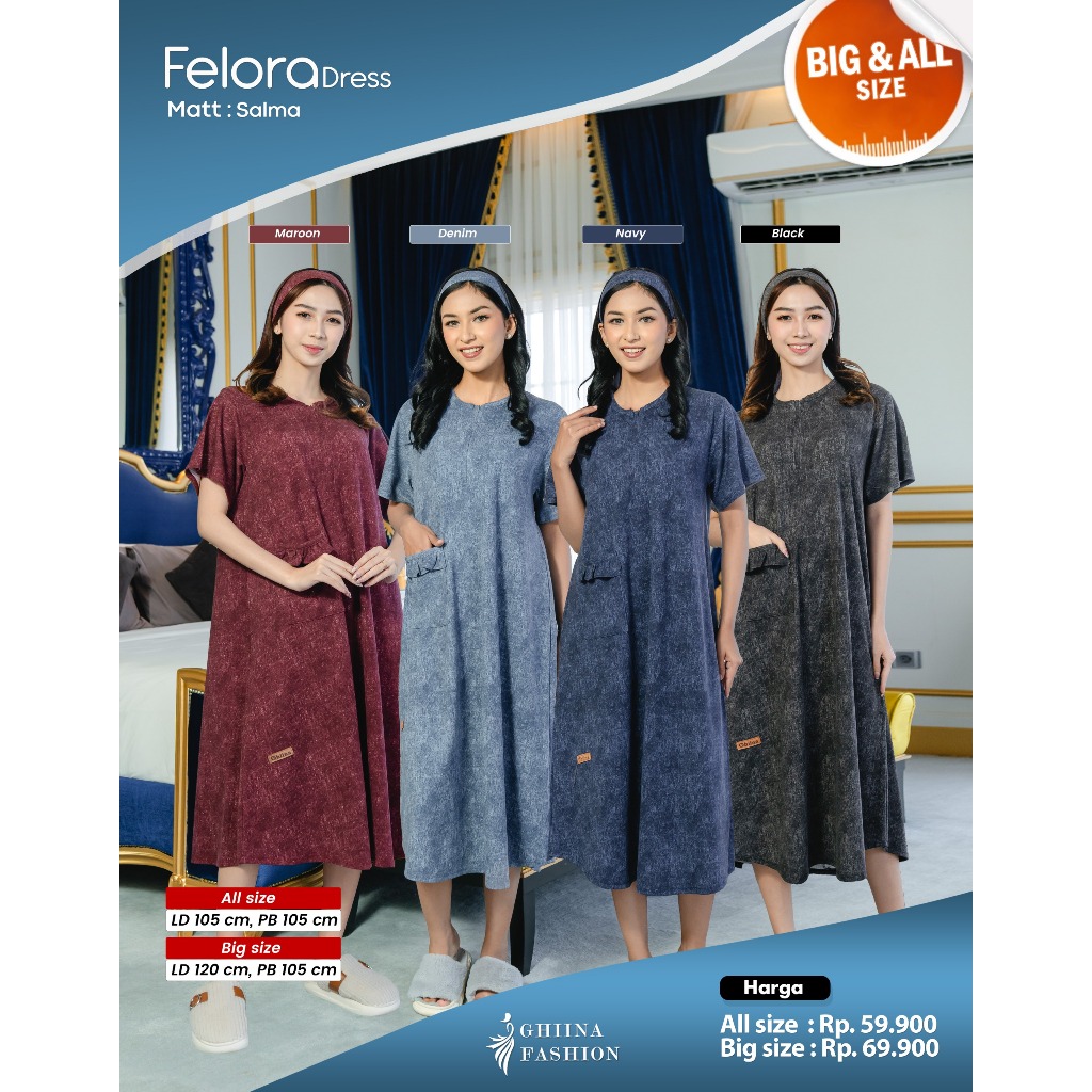 Jual Felora Dress Mom & Kids Adem Nyaman All Size | Shopee Indonesia