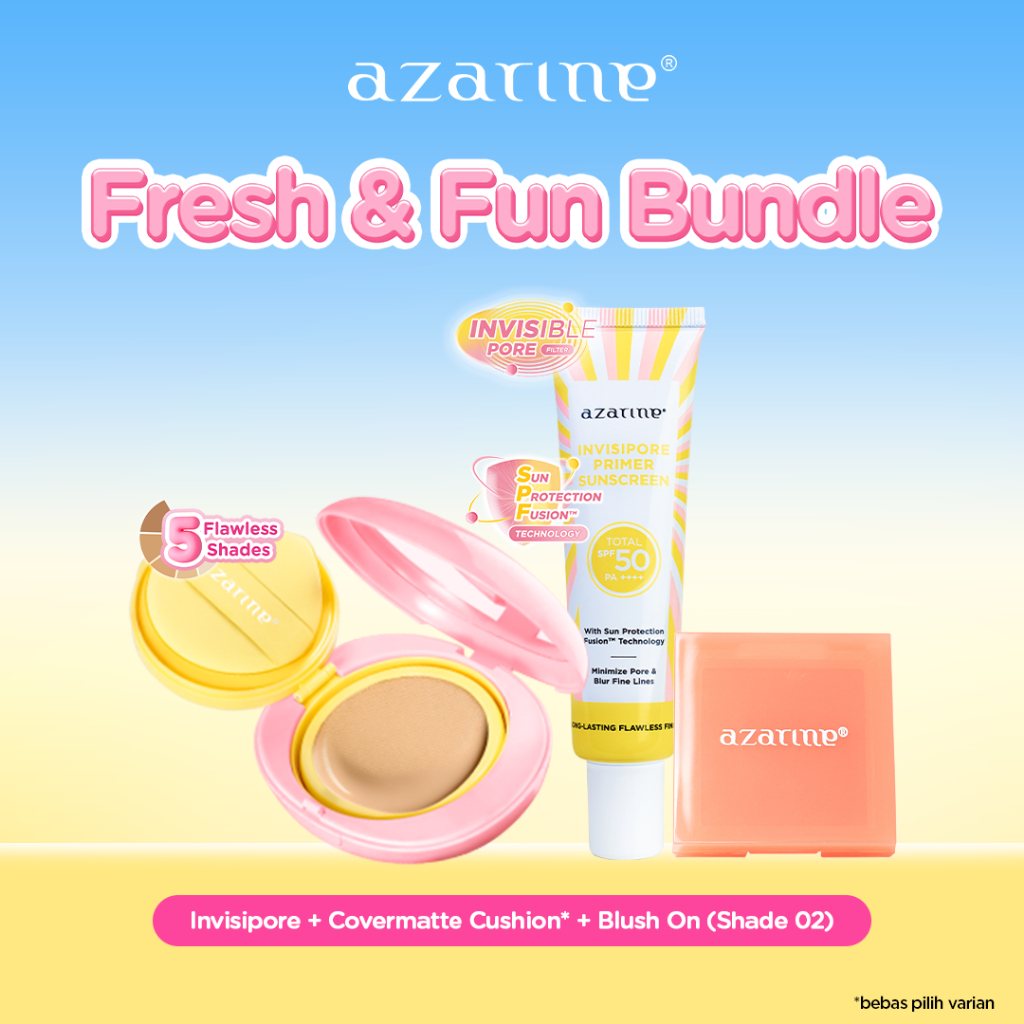 Jual Azarine Fresh & Fun Bundle [3 PCS] Invisipore Primer Sunscreen SPF ...