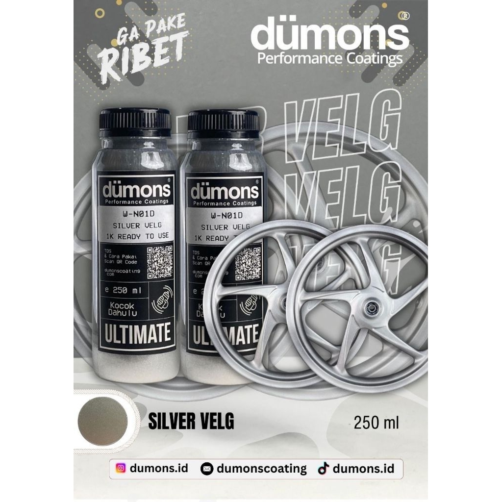 Jual SILVER VELG W-N01D Wheel Colors Doff Ready Mix PU 250 ml 1K (Ready ...