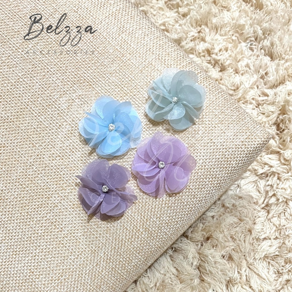 Jual Hiasan , asesoris , bunga 3d 4cm 50+warna , kain organza ...