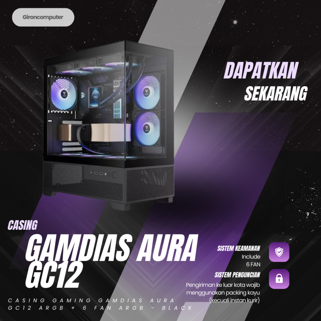 Jual CASING GAMING GAMDIAS AURA GC12 ARGB + 6 FAN ARGB - BLACK | Shopee ...