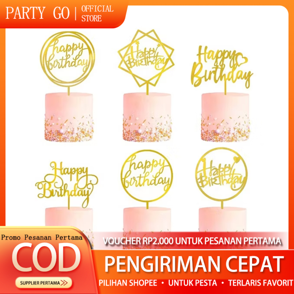 Jual Cake Topper Happy Birthday Akrilik Ulang Tahun Cake Topper Murah ...