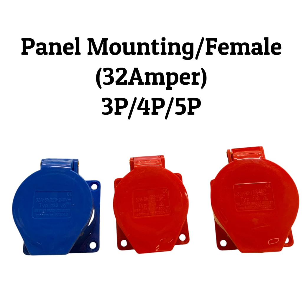 Jual Female Panel Mounting 32A 3P/4P/5P/Industrial Plug/Surface ...