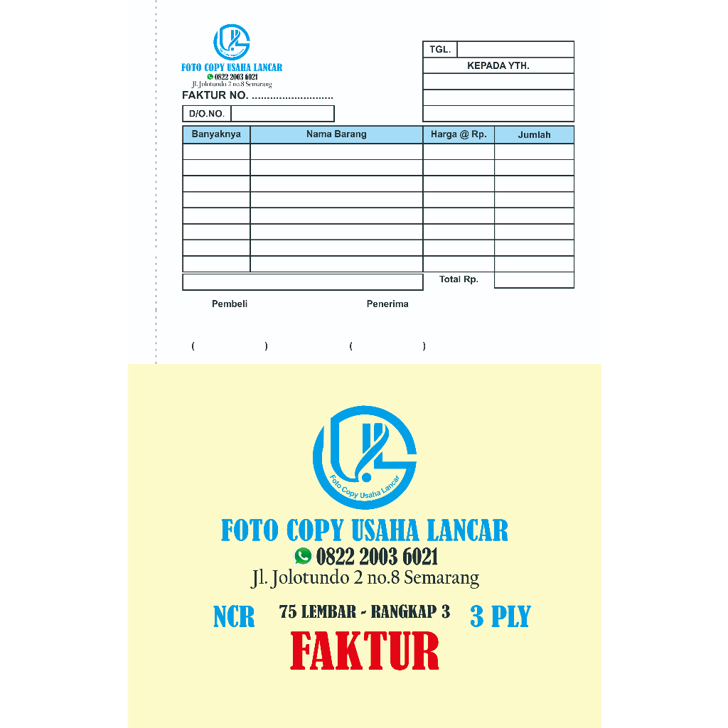 Jual SURAT JALAN / FAKTUR / 1/2 1/3 F4 FOLIO 3 PLY UKURAN BESAR ...