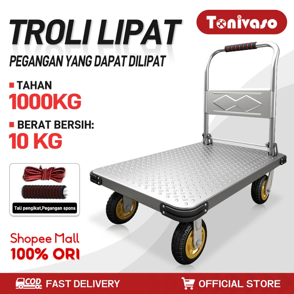 Jual Tonivaso Troli Pelat Baja Lipat – Troli Kargo Flatbed Portabel ...