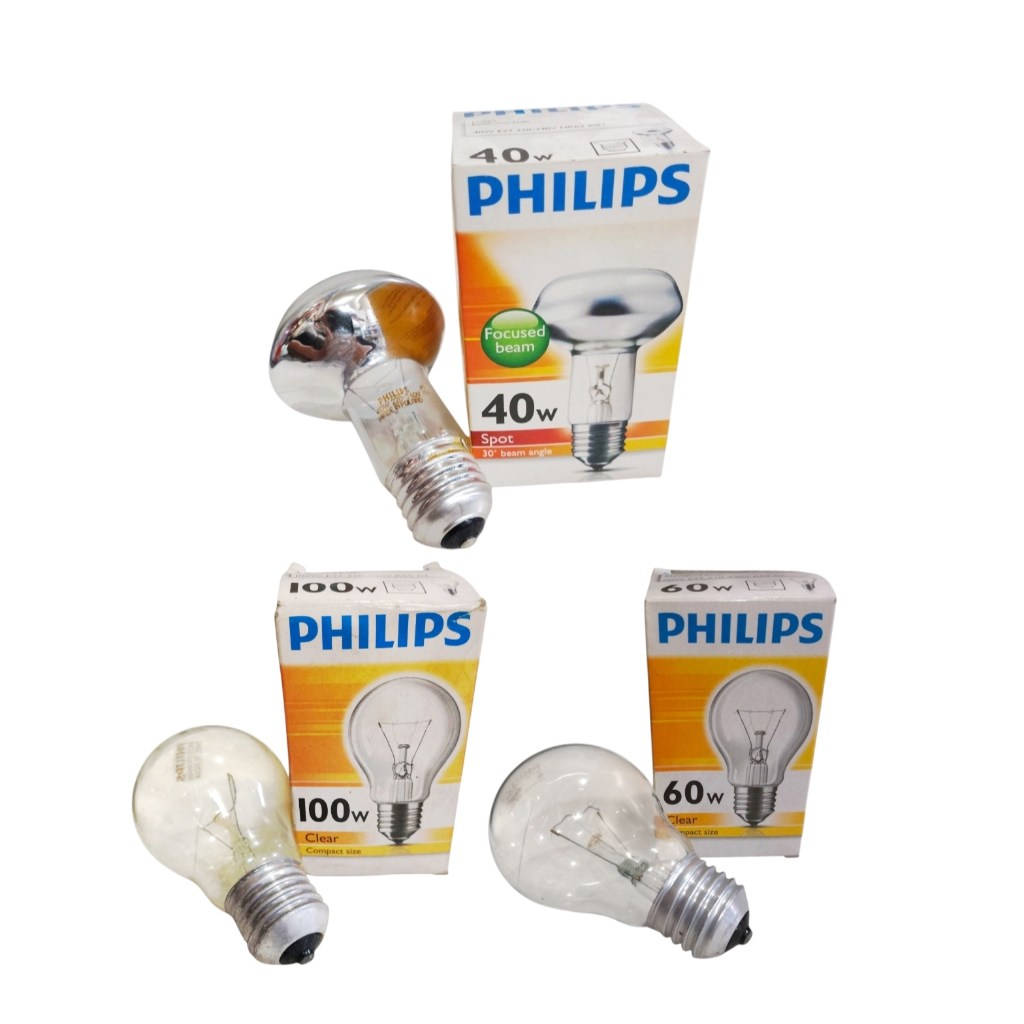 Jual Lampu bohlam pijar philips spot focused beam 40W 60W 100W | Shopee ...