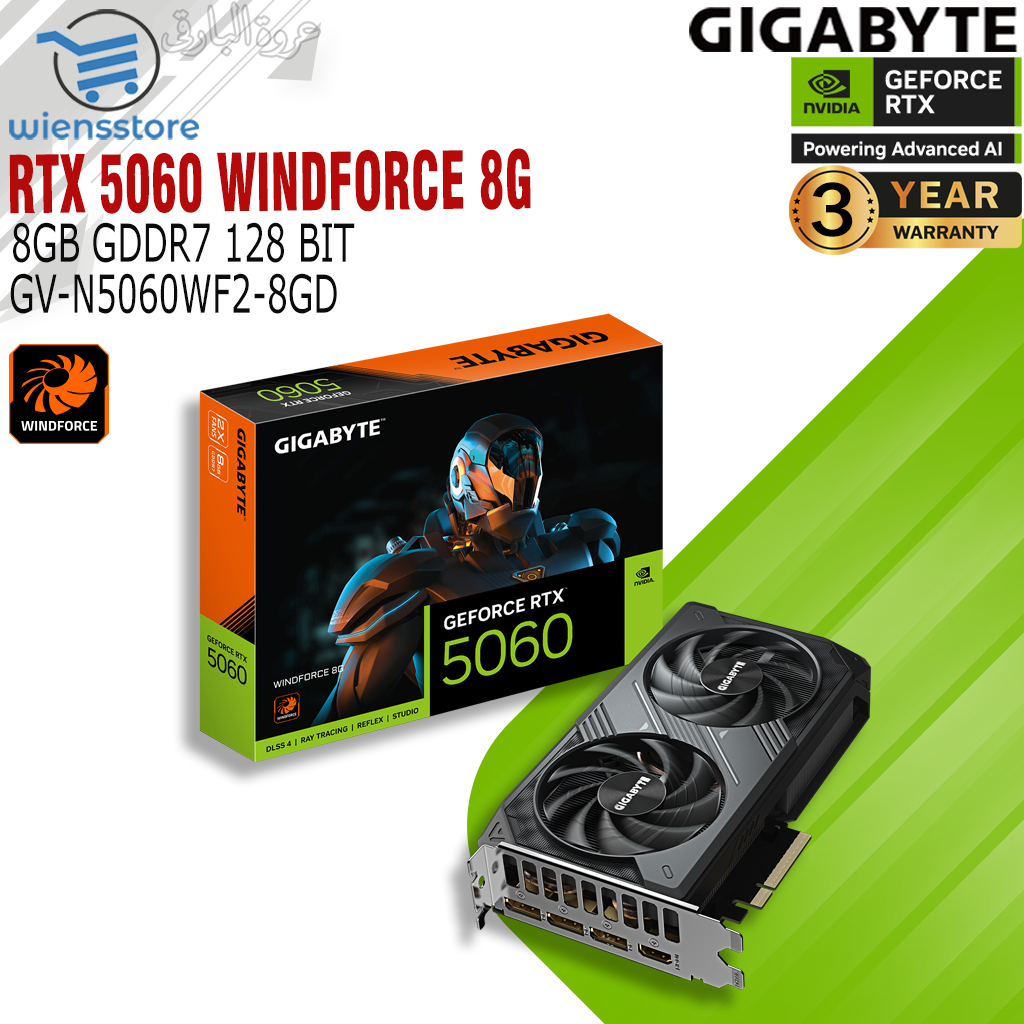 Jual Gigabyte GeForce RTX 5060 WINDFORCE 8G | GV-N5060WF2-8GD | RTX ...