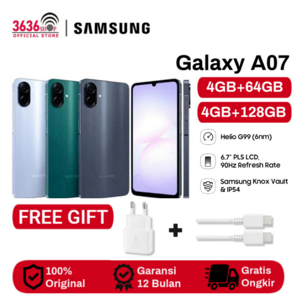 Jual Samsung Galaxy A07 [PLUS ADAPTOR] [4GB+64GB] [4GB+128GB] [6GB ...