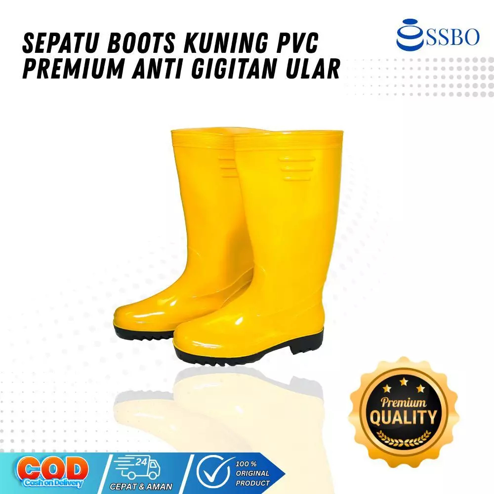 Jual SSBO Sepatu Boots Pria Wanita Kuning PVC Premium Anti Slip Size 40 ...