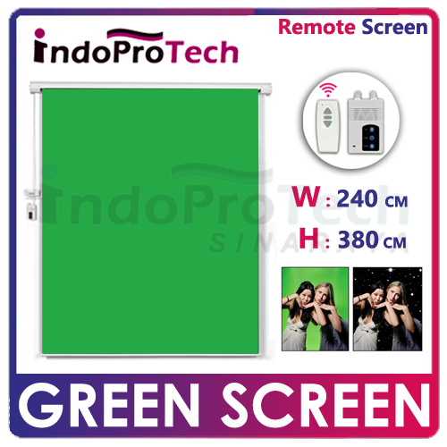 Jual Layar Green Screen Studio Motorized 240cm x 380cm Remote Otomatis ...
