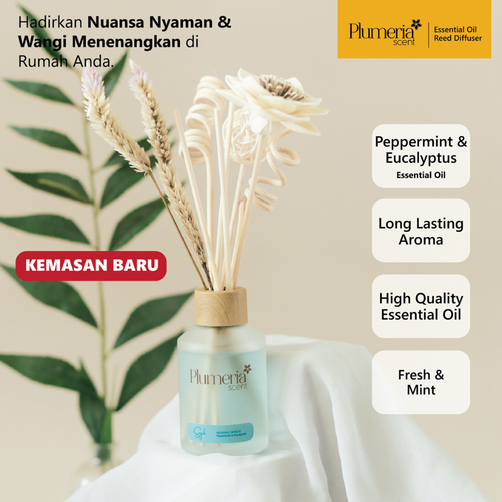 Jual Plumeria Scent Essential Oil Reed Diffuser - Sejuk (Peppermint ...