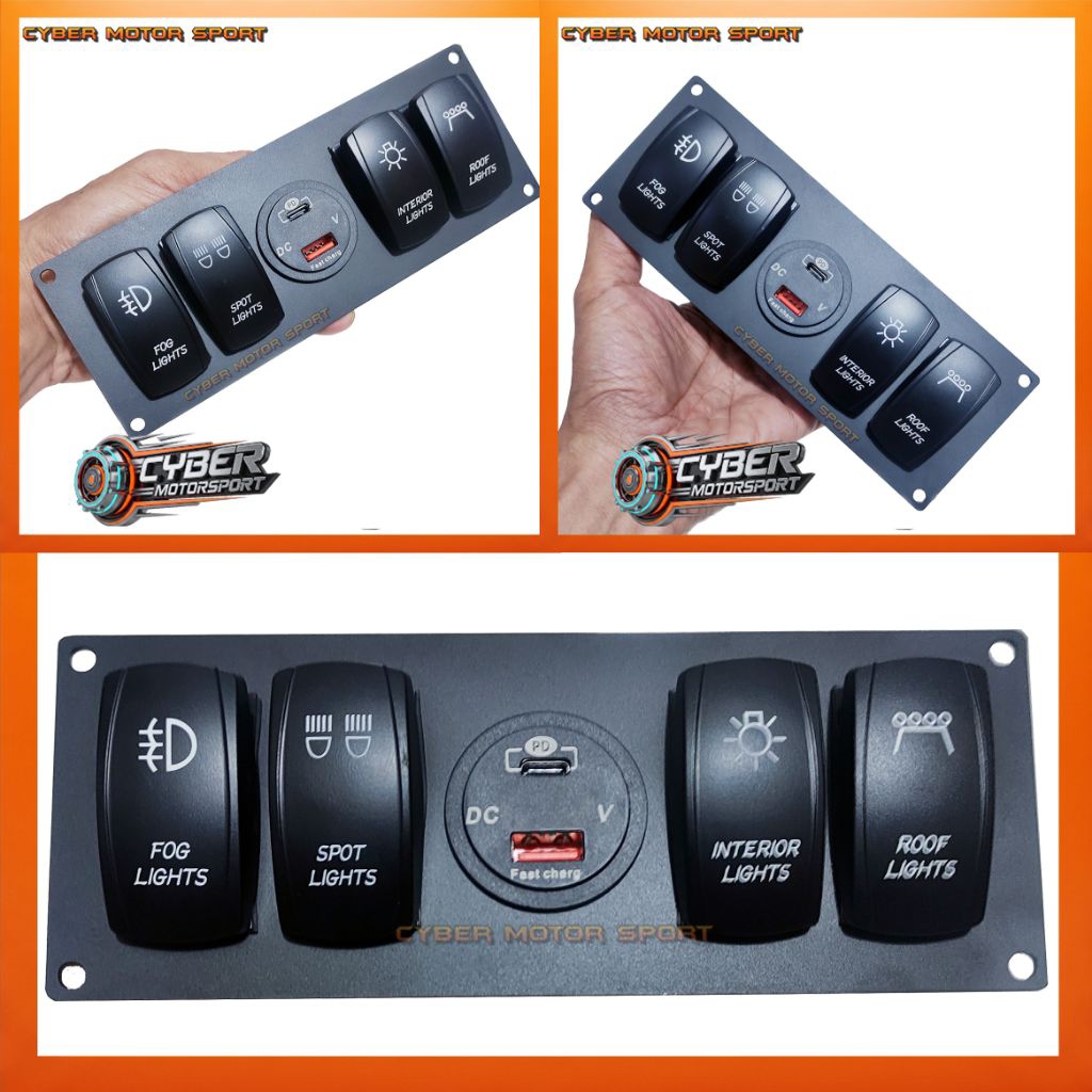 Jual dashboarad mobil panel Saklar 12v 24v USB charger volt meter DC ...